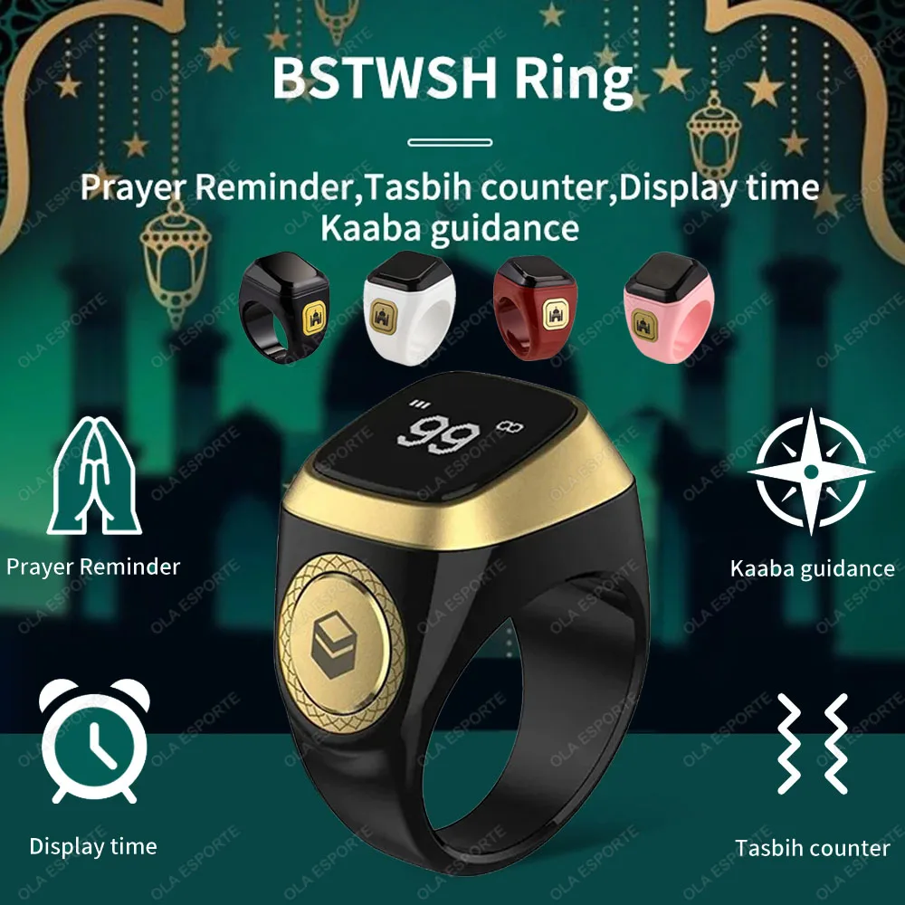 IQibla Smart Praise Zikr Ring Tasbih Tally Intelligent Digital Counter ...