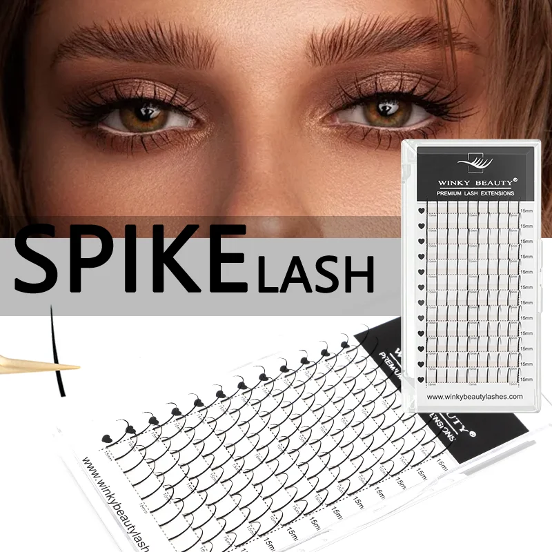 winky beauty 10-18mm 120Fans Premade Spikes Lashes Extensions I Shape ...