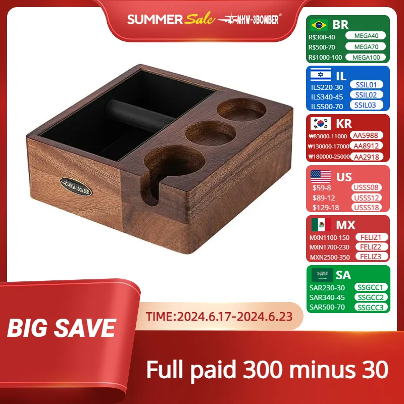 MHW-3BOMBER-4-In-1-Espresso-Knock-Box-Vintage-Tamping-Stand-Wooden-Base ...