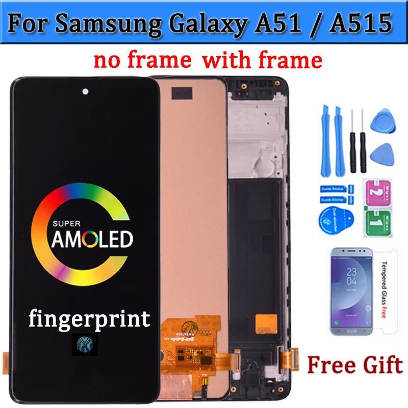 삼성 갤럭시 A51 A515 LCD A515F A515F/DS A515FD LCD 디스플레이 터치 스크린 프레임 디지타이저 ...