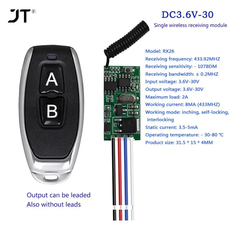 433mhz Dc 3.6v Mini Relay Wireless Rf Remote Control Switch Led Lamp ...