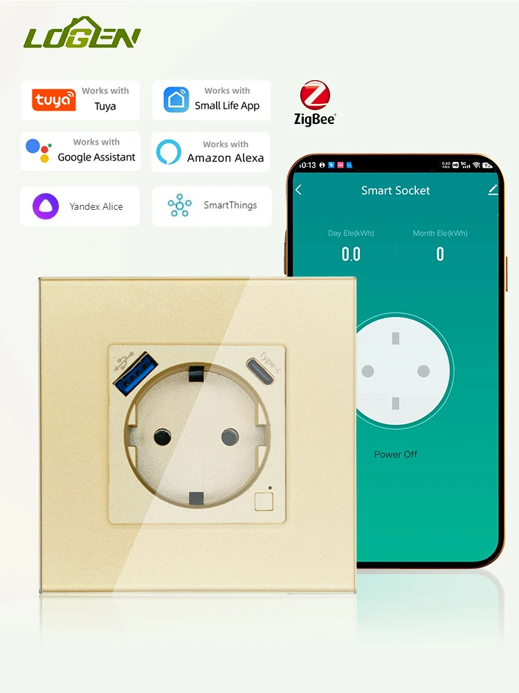 Logen-Zigbee-Wall-Sockets-Type-c-USB-Charging-Ports-EU-Smart-Plugs ...