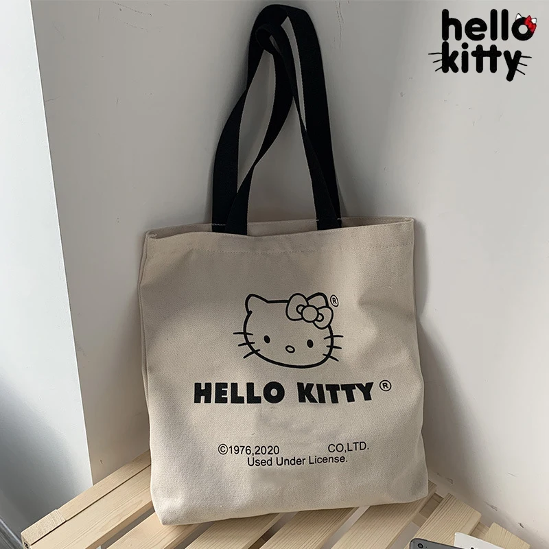 Hello Kitty Canvas Shoulder Bag Fashion Women Tote Bag High Capacity ...