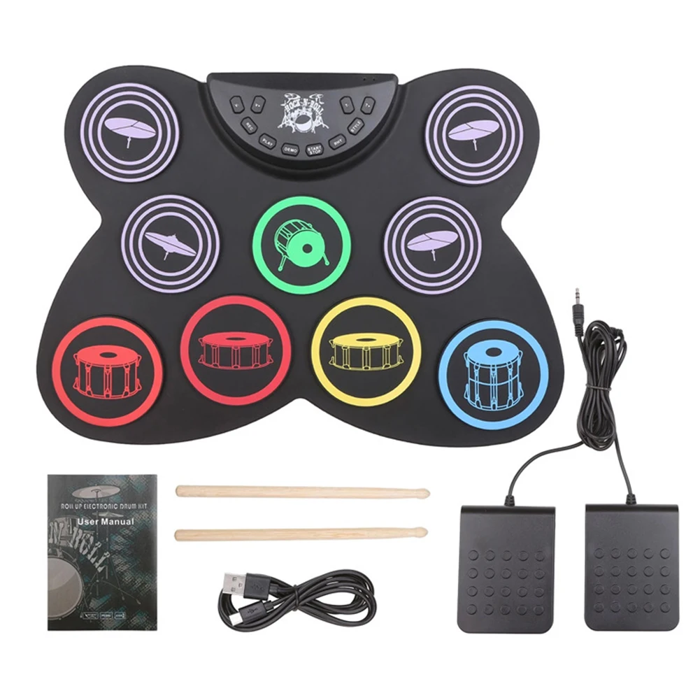 Digital-Electronic-Drum-Compact-Size-USB-Foldable-Silicon-Drums-Set-9 ...