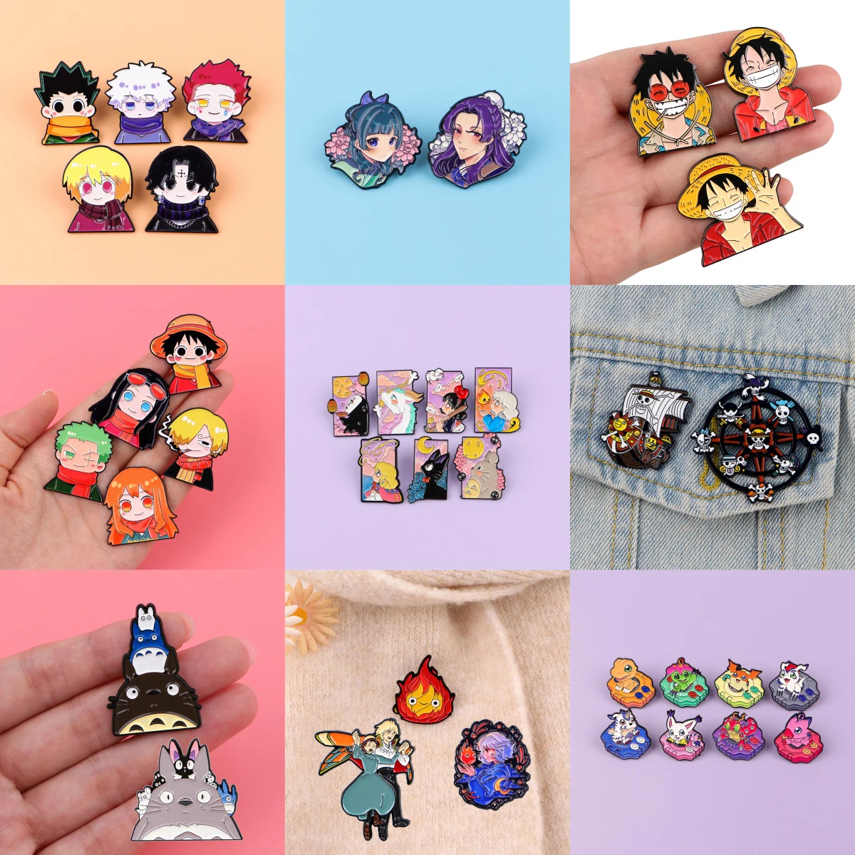 Cute Cat Enamel Pin Anime Movie Badges on Backpack Manga Brooch Set Hat ...