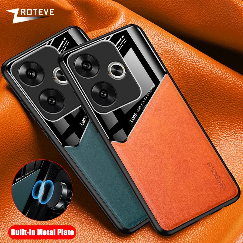 For PocoF6 Case ZROTEVE PU Leather Car Magnetic Hard PC Cover For ...