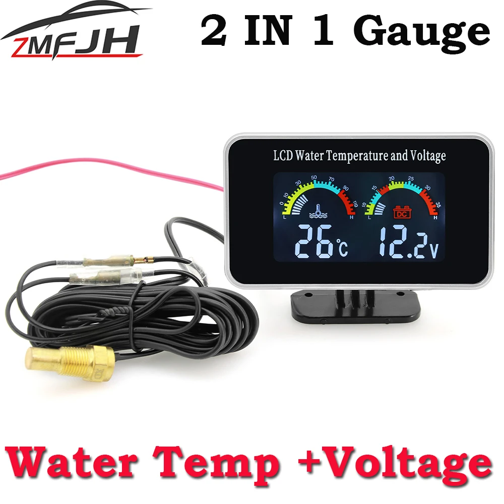2-IN-1-Car-LCD-Meter-Digital-Voltage-Water-Temperature-Gauge-with-M10 ...