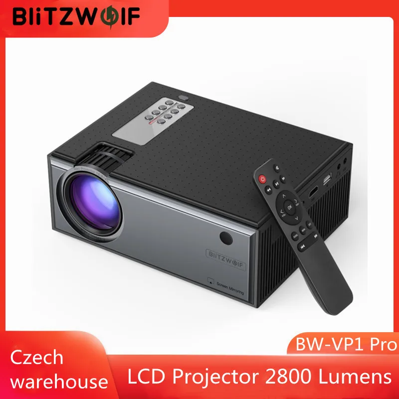 Blitzwolf BW VP1 프로 LCD 프로젝터 스마트 홈 시어터, 2800 루멘 스마트 폰 미러링 1080P 입력 오디오 ...