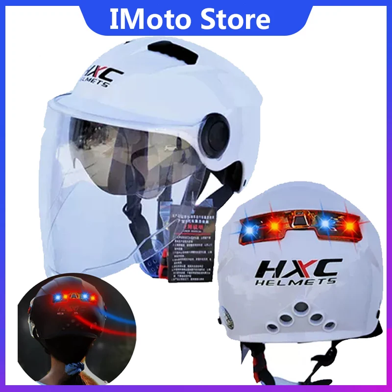 Motorcycle-LED-light-Helmet-Summer-Electric-Vehicle-Women-Sunscreen ...