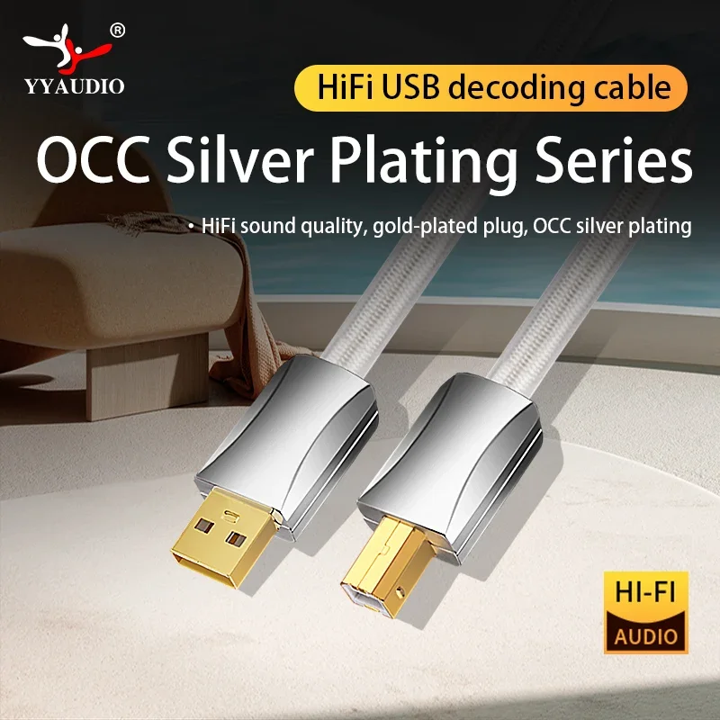Silver-plated-Hifi-Usb-Cable-High-Quality-6N-OCC-Type-A-B-DAC-Data-USB ...