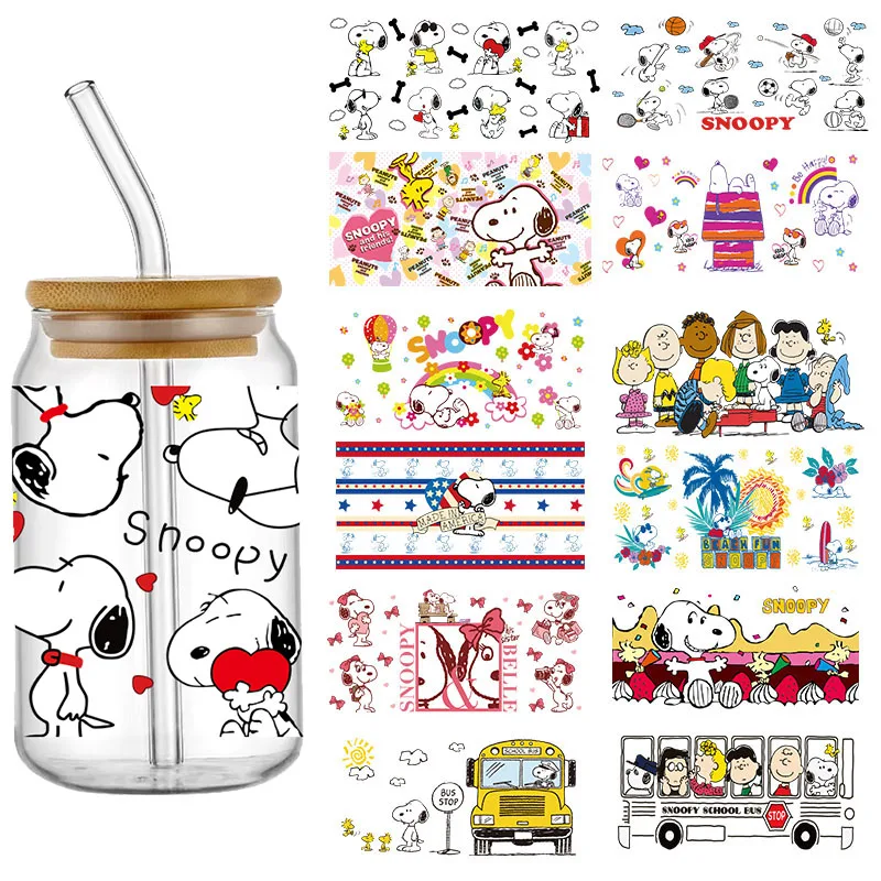 Snoopy-Envolturas-de-taza-UV-DTF-de-dibujos-animados-pegatina-de ...