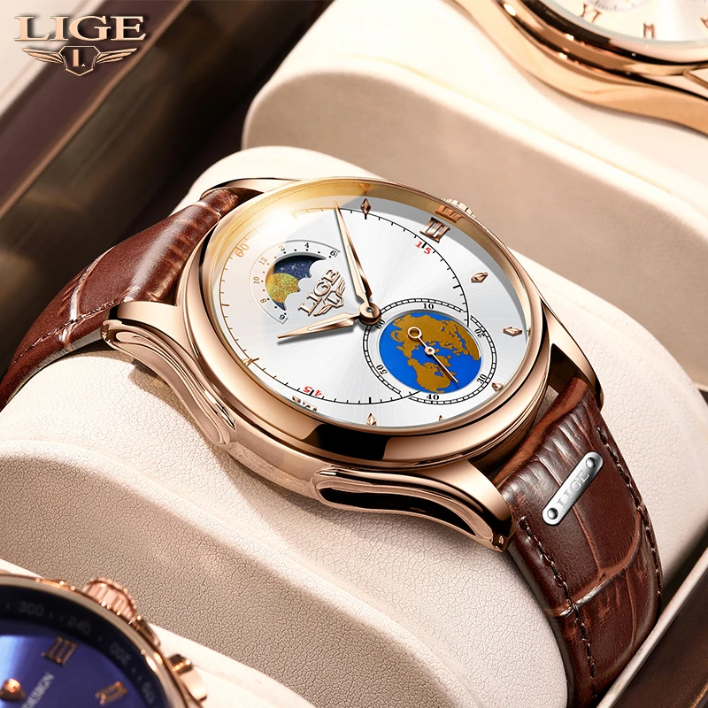 LIGE-Simple-Style-Leather-Watches-Fashion-Unisex-Watch-Minimalist-Men ...