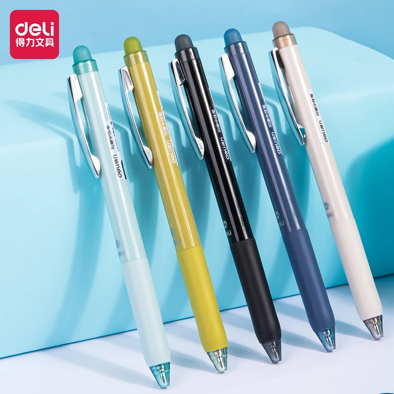 Deli 5pcs 0.5mm Black Crystal Blue Ink Erasable Gel Pen High-quality ...