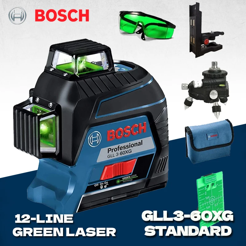 BOSCH-GLL3-60XG-12-Lines-Laser-Level-Green-3D-Level-Self-leveling-360 ...