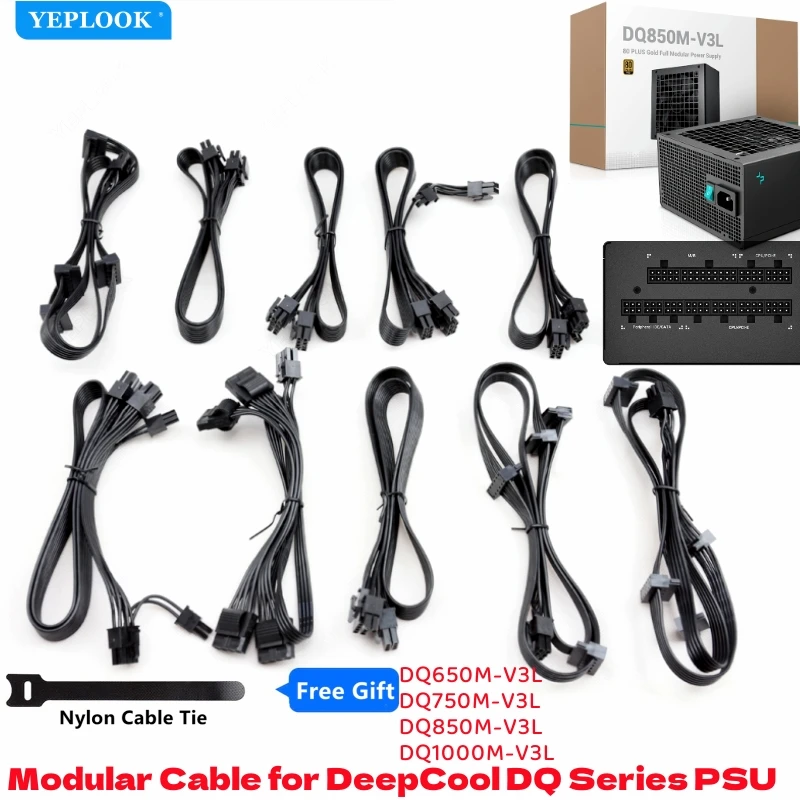 GPU PCIe 8Pin 6+2Pin CPU 6Pin to 3&4 SATA Molex 12VHPWR 600W Modular ...