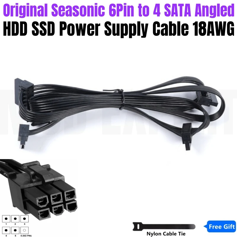 Original-Seasonic-4-Port-Male-SATA-Angled-SSD-HDD-Power-Cable-for-PRIME ...