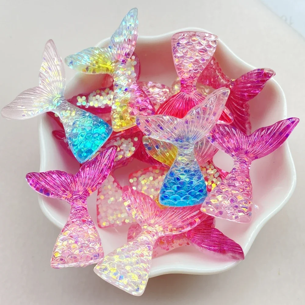 10PCS-Resin-Cartoon-Colorful-Shiny-Fish-Tail-Flat-Back-Home-Decor-DIY ...
