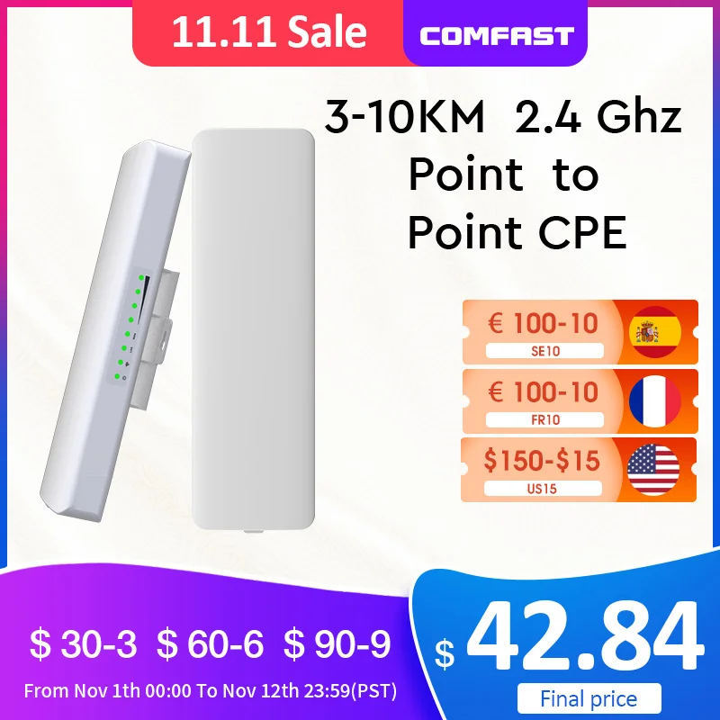 Long Range Outdoor Wifi Cpe 300-900mbps 2.4/5ghz Wireless Ap Bridge ...