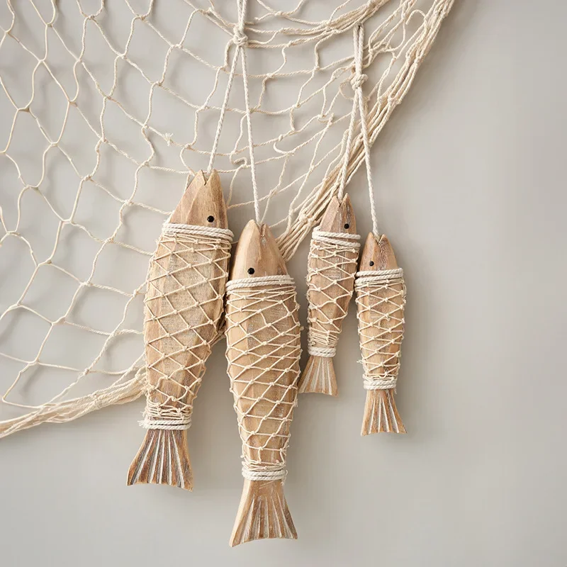 Mediterranean Creative Retro Distressed Wall Ornament Rustic Fish Wood ...