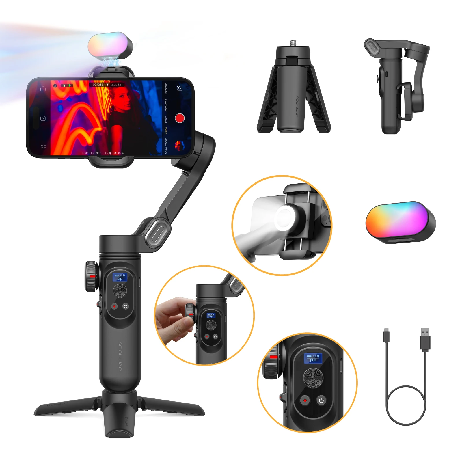 AOCHUAN-Smart-Xpro-SmartPhone-Gimbal-Stabilizer-With-RGB-magnetic-fill ...