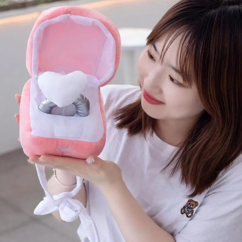 Ins Couple Ring Box Plush Toy Love Diamond Ring Case Pet Chew Toy ...