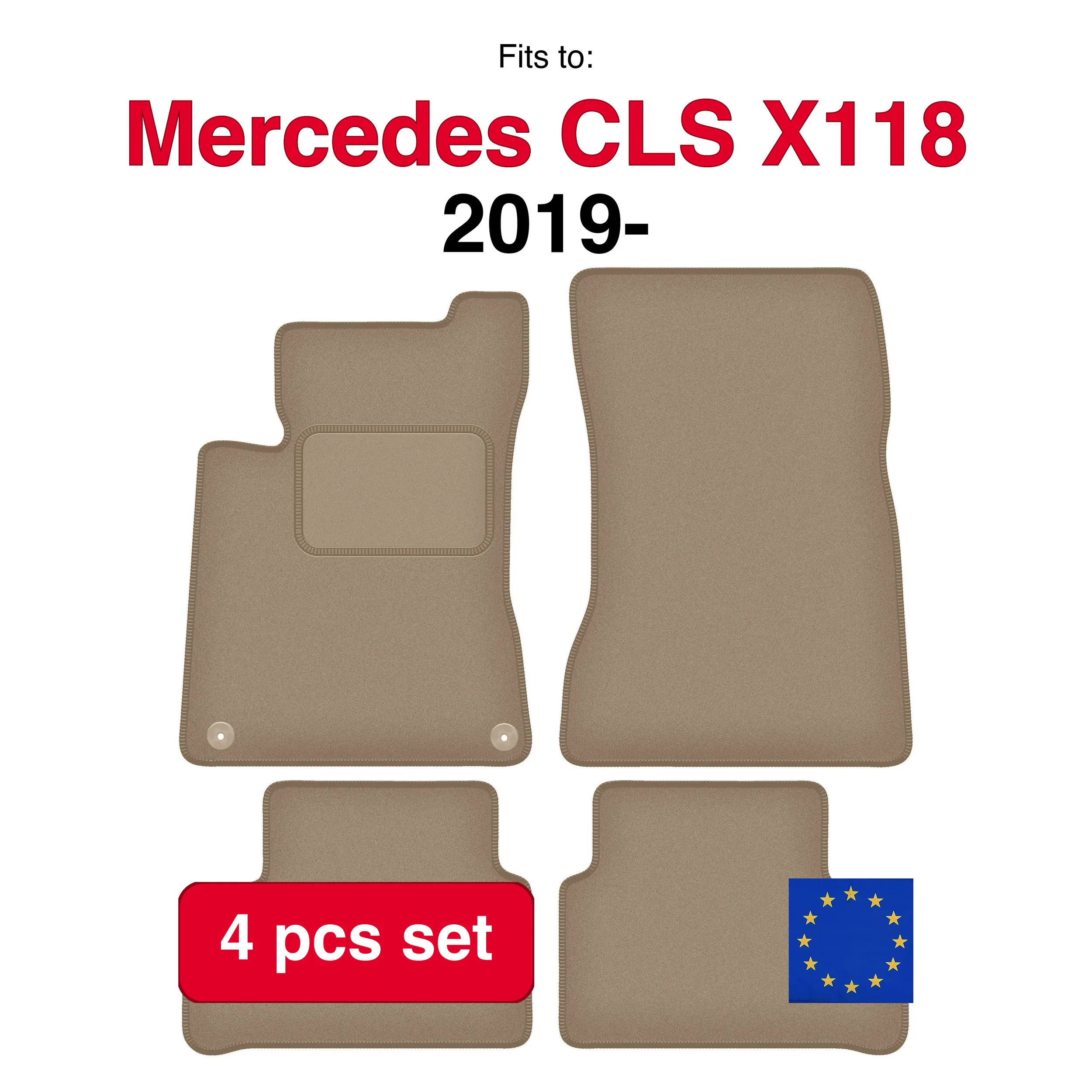 Car velour mats fit for Mercedes B W247 minivan (2018-) -beige (4 PCs ...