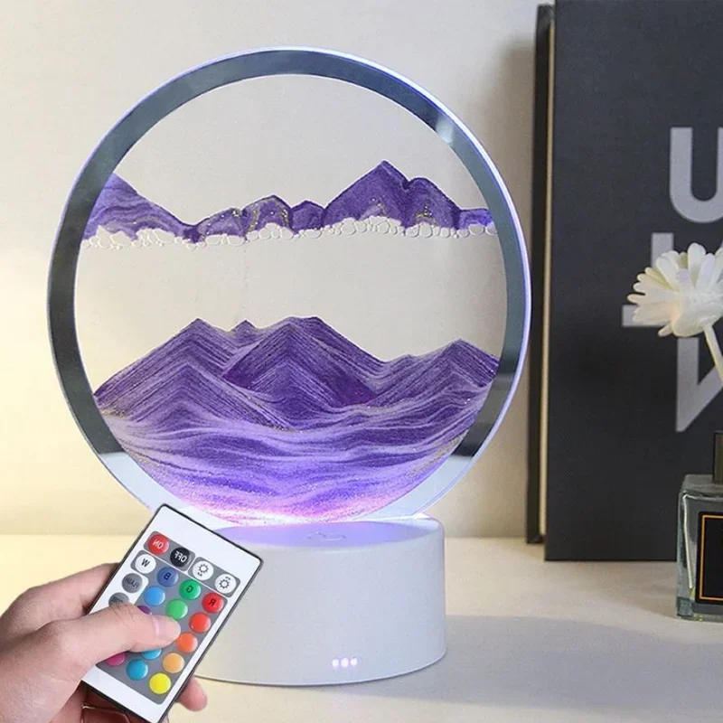 3D-Color-LED-Flowing-Sand-Painting-Table-Lamp-Art-Picture-Round-Glass ...