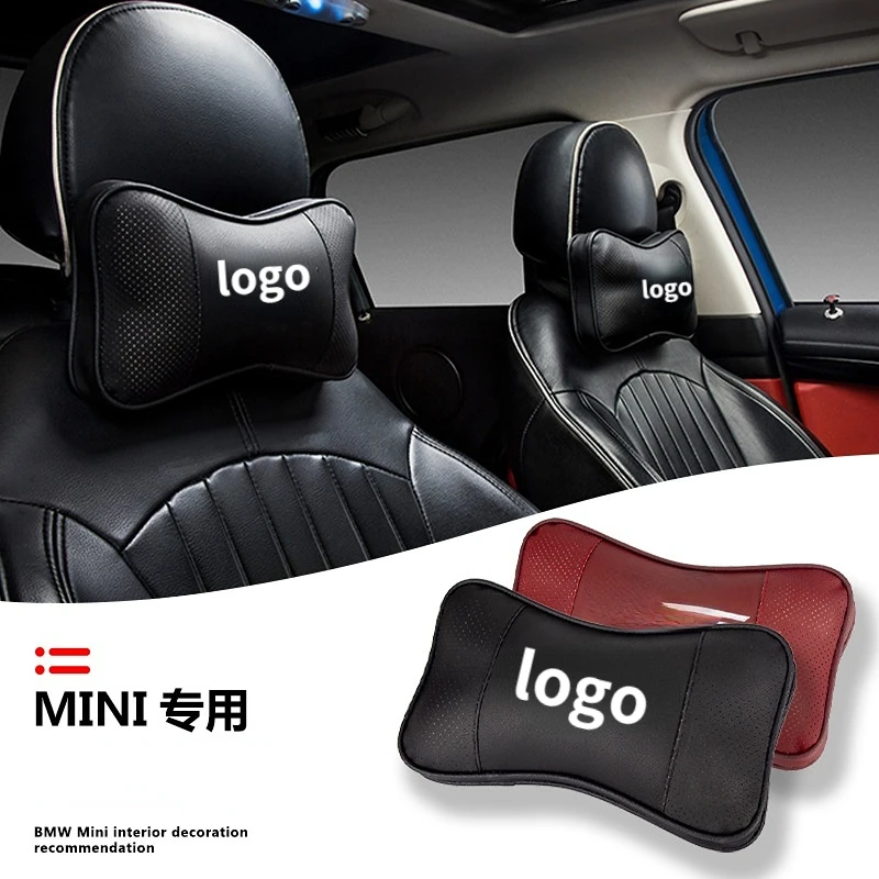 Car Seat Headrest Neck Support Pillow Leather Accessories For Mini ...