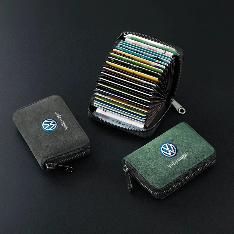 Suede-Wallet-Credit-Card-Holder-Blocking-Zipper-Bag-For-VW-GTD-Tiguan ...
