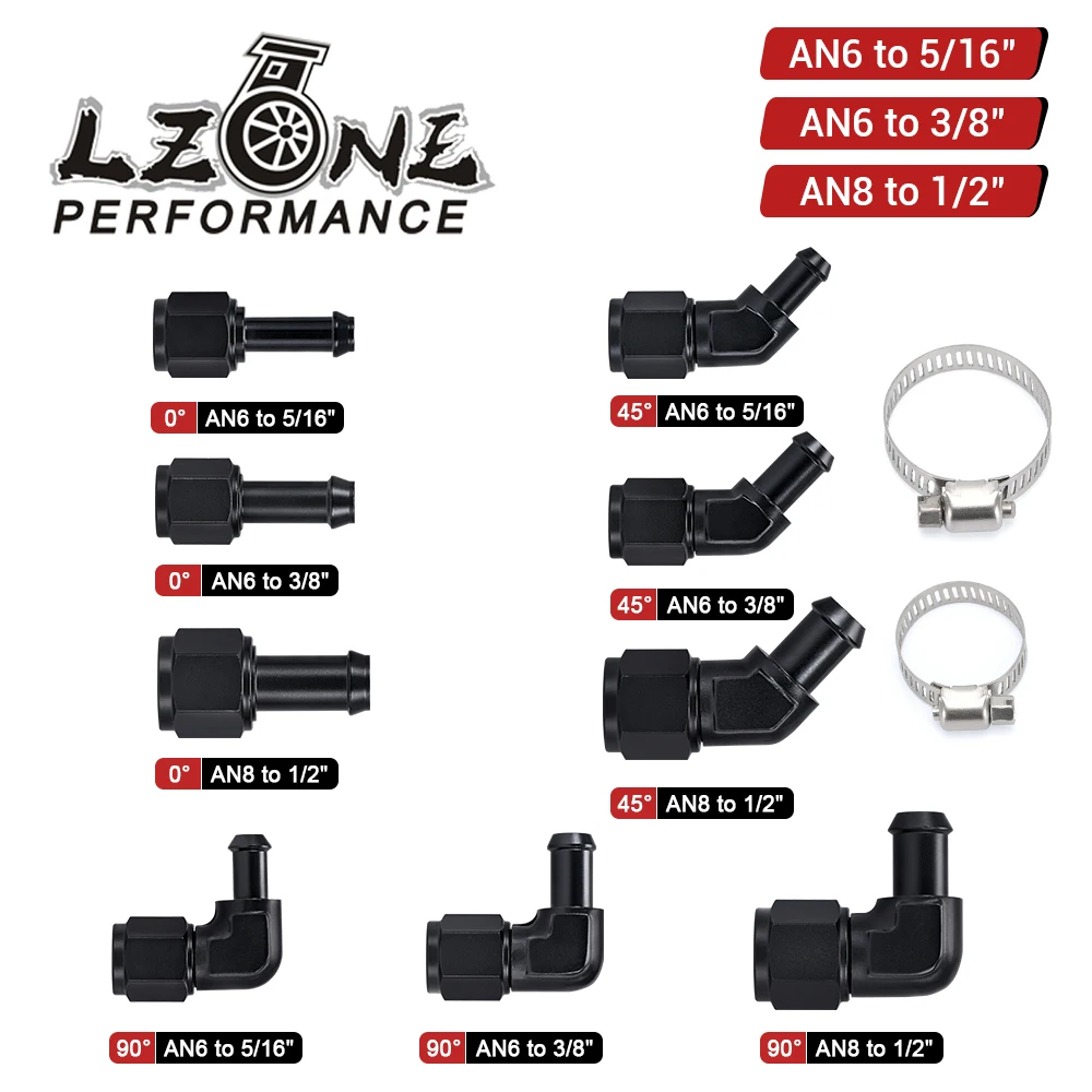 Female-AN6-AN8-Swivel-Barb-Fittings-Adapter-0-45-90-Degree-Quick ...
