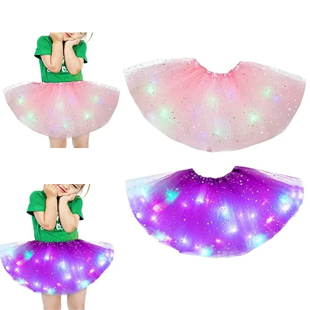 Kids-Girls-Luminous-LED-Fluffy-Skirt-Theme-Party-Stage-Dance-Wear ...