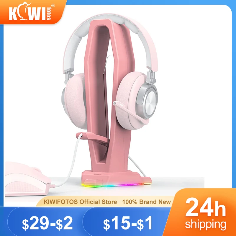 RGB Headphones Stand Over-ear Headset Holder Desktop Display Shelf with ...