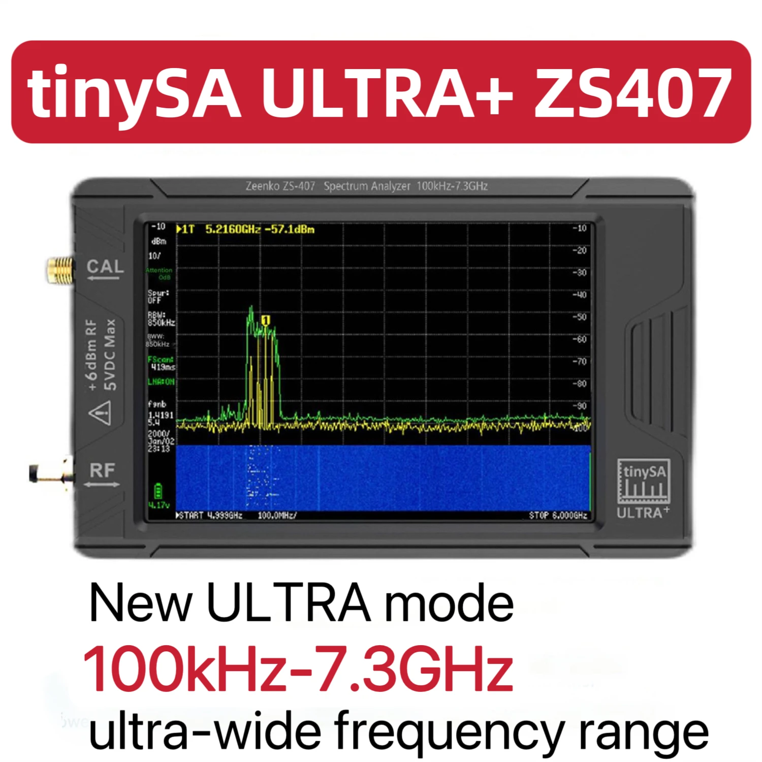 Original ZEENKO TinySA ULTRA+ ZS407 Handheld Spectrum Analyzer 100kHz-7 ...