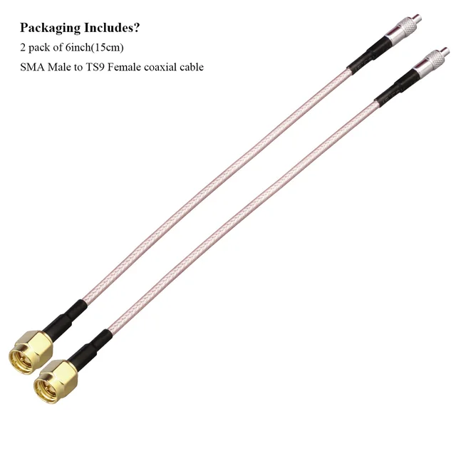 2 Pack 6'' SMA Male to TS9 Female RG316 Extension Cable SMA Male to TS9 ...