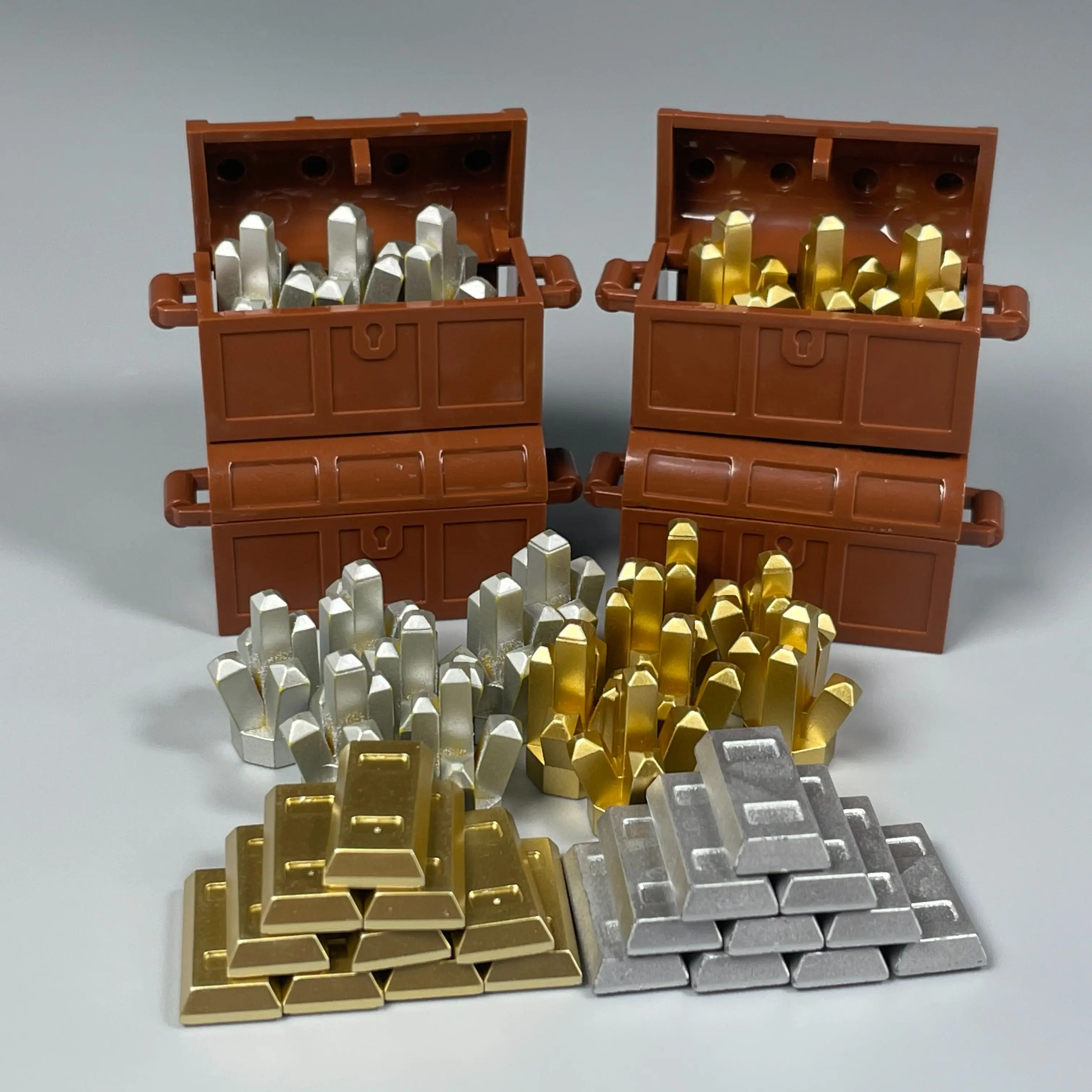 MOC Bricks Treasure Box Money Ore Gold Silver Ingot Building Blocks ...