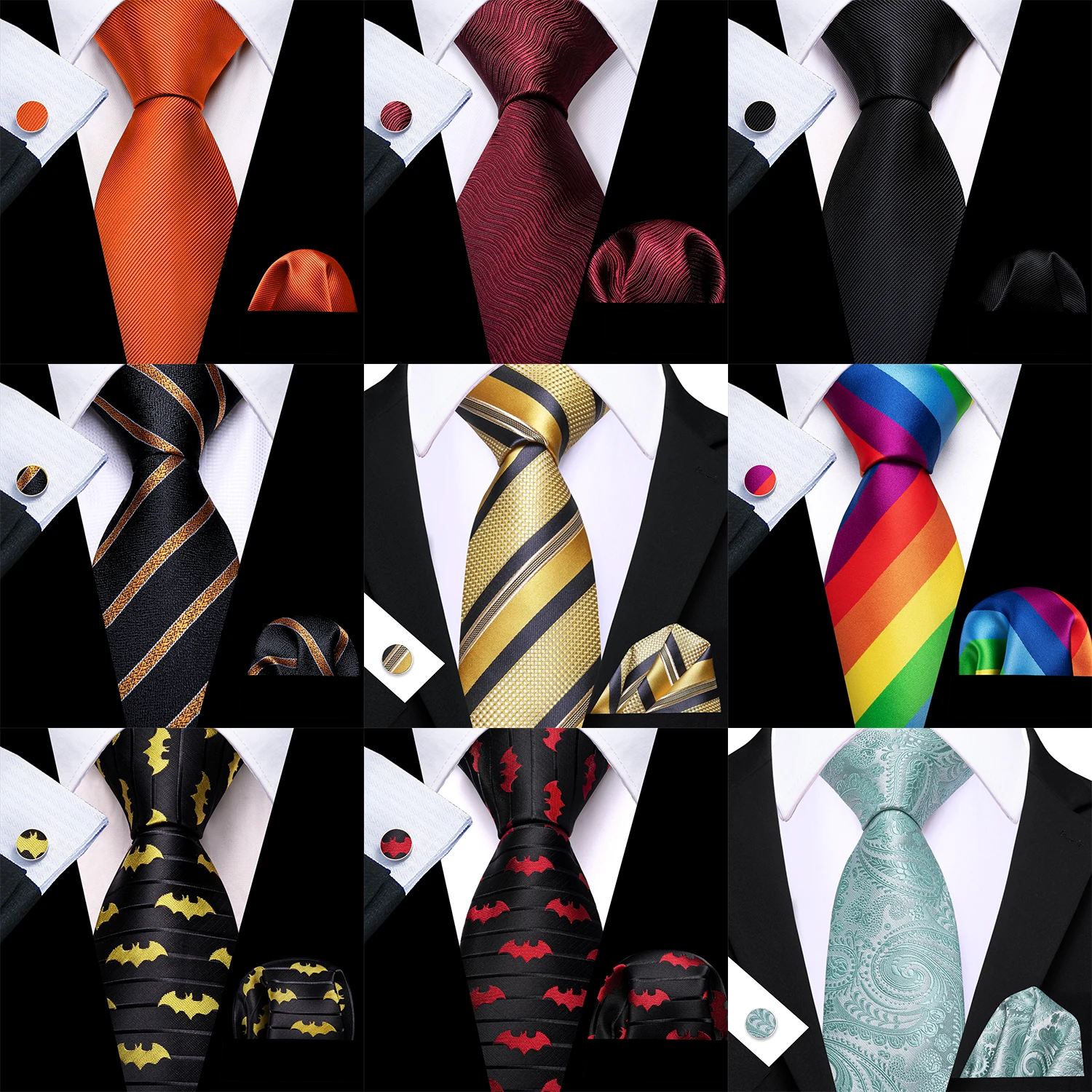 Corbata para hombre, color menta, azul, verde, negro, naranja, liso ...