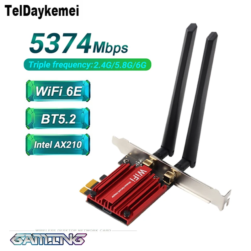 Wi fi 6e intel ax210 tir banda pcie m.2 adaptador 5374mbps bluetooth 5.2 sem fio wifi 6 placa de ...