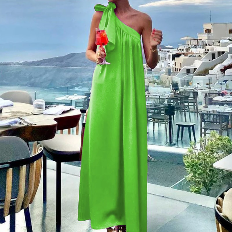New-Summer-Off-Shoulder-Long-Dress-Elegant-Sexy-Skew-Collar-Banquet ...