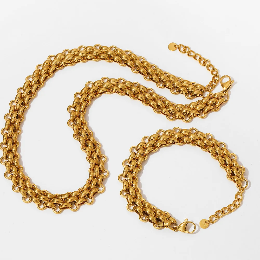 New-Kpop-Personality-Gold-Chain-Necklace-Bracelet-for-Women-Men-316L ...
