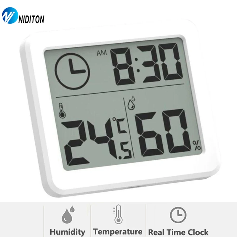Digital-Clock-Desk-Clock-with-Temperature-Humidity-Wall-Clocks-for-Home ...