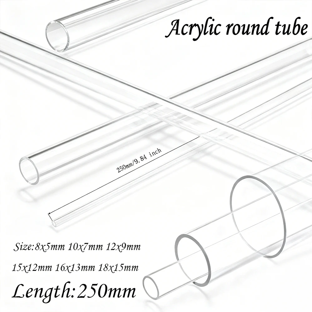 1-4pcs Transparents Acrylic Pipes, 8-18mm O.D 250mm Long PMMA Tubes for ...