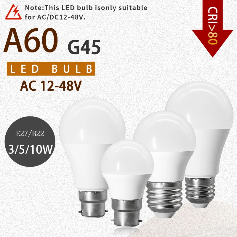 50PCS AC/DC 12V E27 LED Bulb Lights Lampada E27 B22 Lamp 3W 5W 10W ...