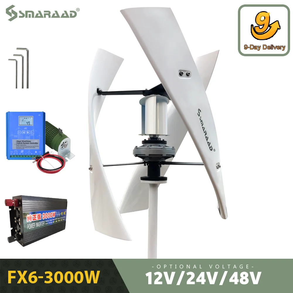 Eu Duty-free Delivery Of 3000w Vertical Turbine With Hybrid Mppt ...