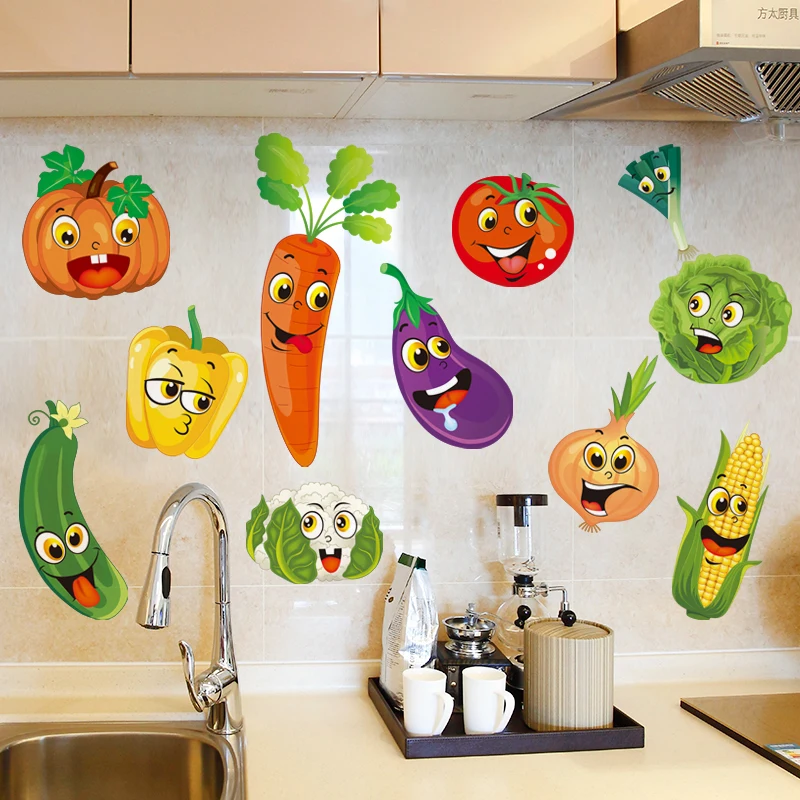 SHIJUEHEZI-Vegetables-Wall-Stickers-DIY-Cartoon-Mural-Decals-for-Kids ...