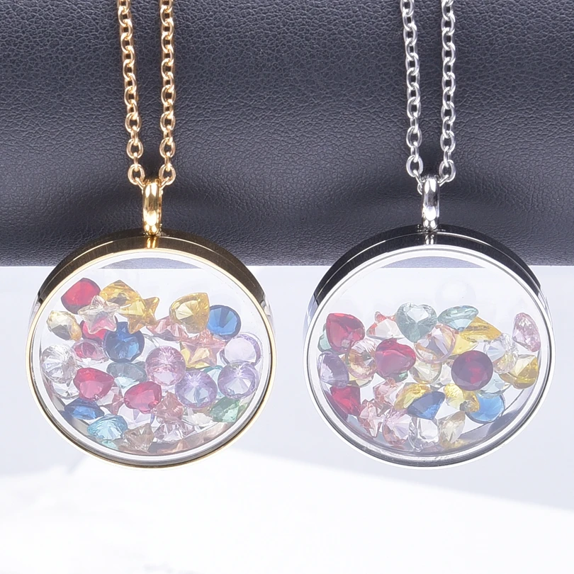 25/30mm Round Glass Locket Pendant Necklaces For Women Men Accessories ...