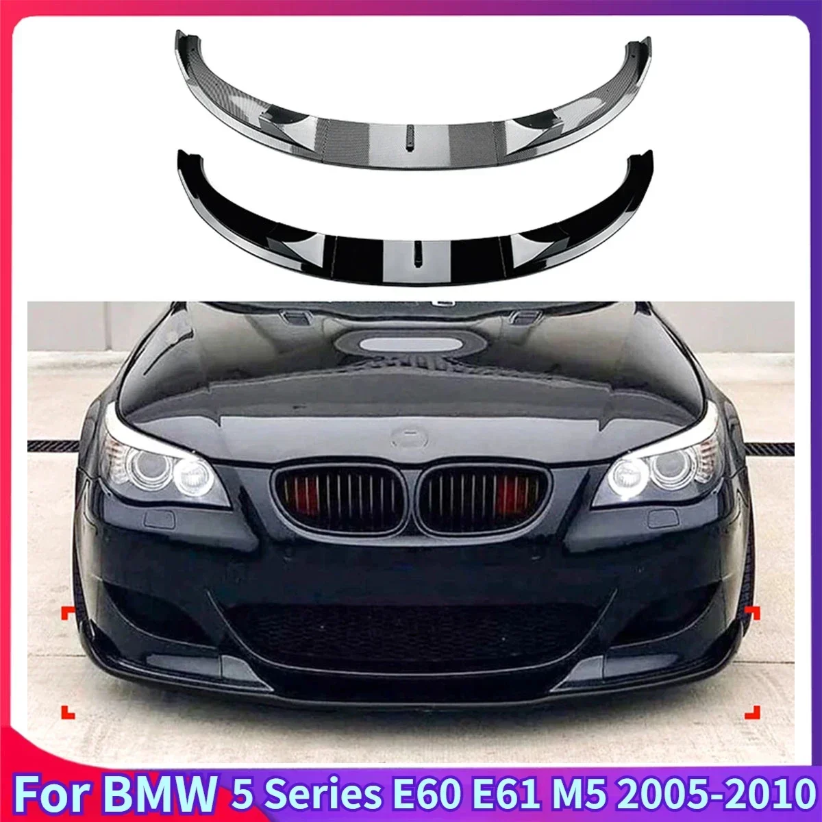 For BMW 5 Series E60 E61 M5 2005-2010 Front Bumper Spoiler Lip Carbon ...