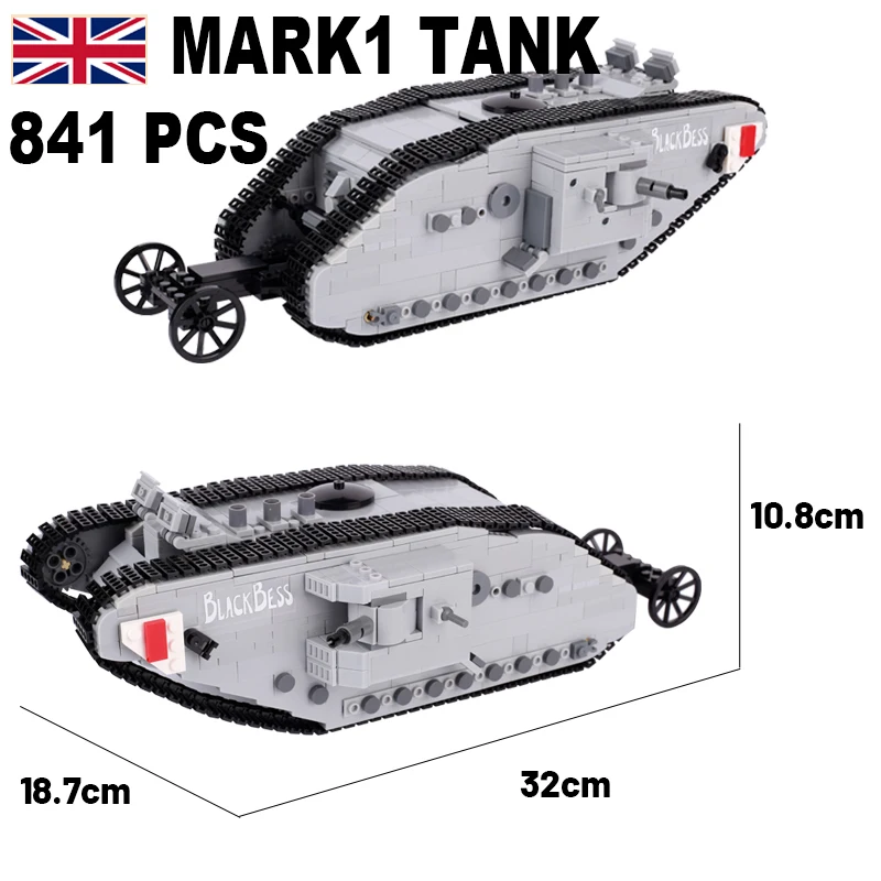 WW1-Britain-Military-MARK1-Tank-Model-Building-Blocks-Army-Solider ...