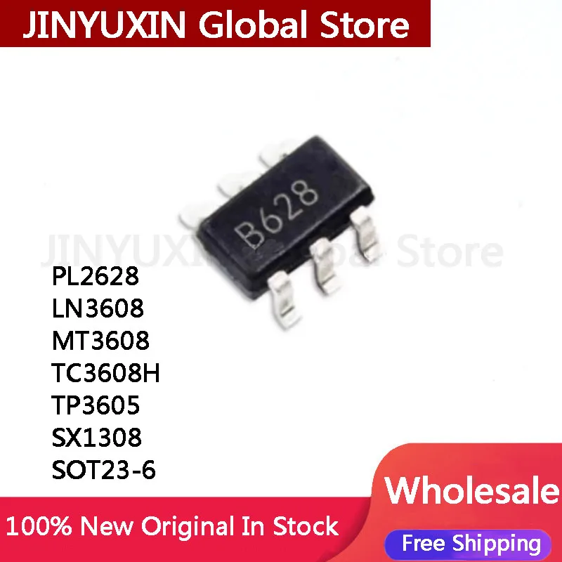 20Pcs-PL2628-LN3608-MT3608-TC3608H-TP3605-SX1308-B628-SOT23-6-New-IC ...