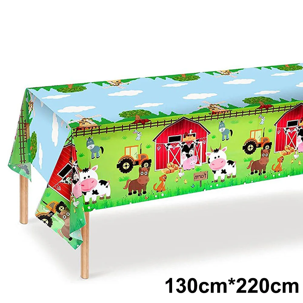 Farm Animals Party Tablecloth Farmhouse Disposable Plastic Table Cover ...