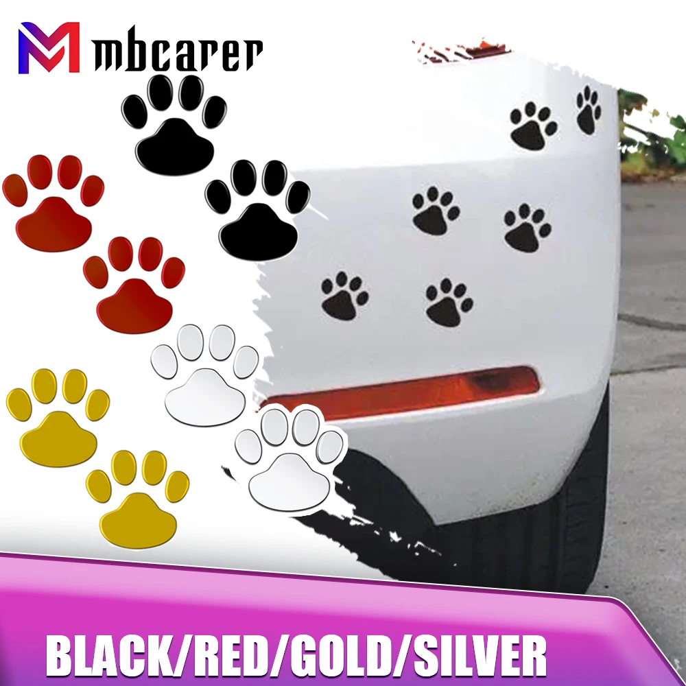 2pcs/set Car Stickers And Decals Paw 3d Animal Dog Cat Bear Foot Prints ...
